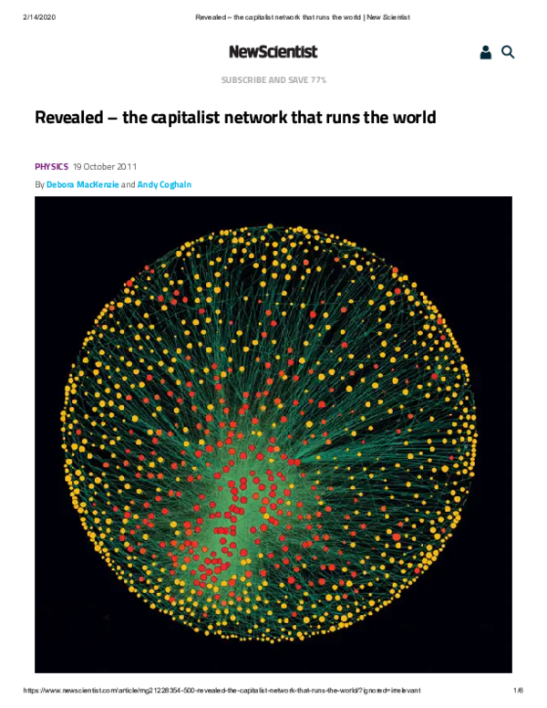 (PDF) Revealed -the capitalist network that runs the world