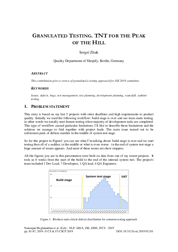 (PDF) GRANULATED TESTING. TNT FOR THE PEAK OF THE HILL