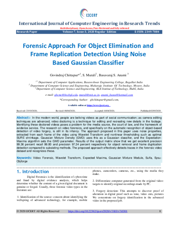 (PDF) Forensic Approach For Object Elimination and Frame Replication ...
