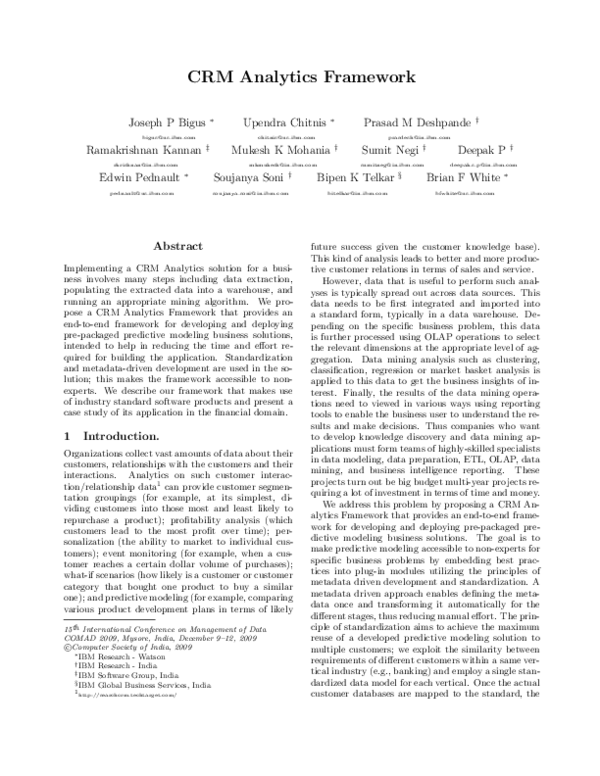 (PDF) CRM Analytics Framework