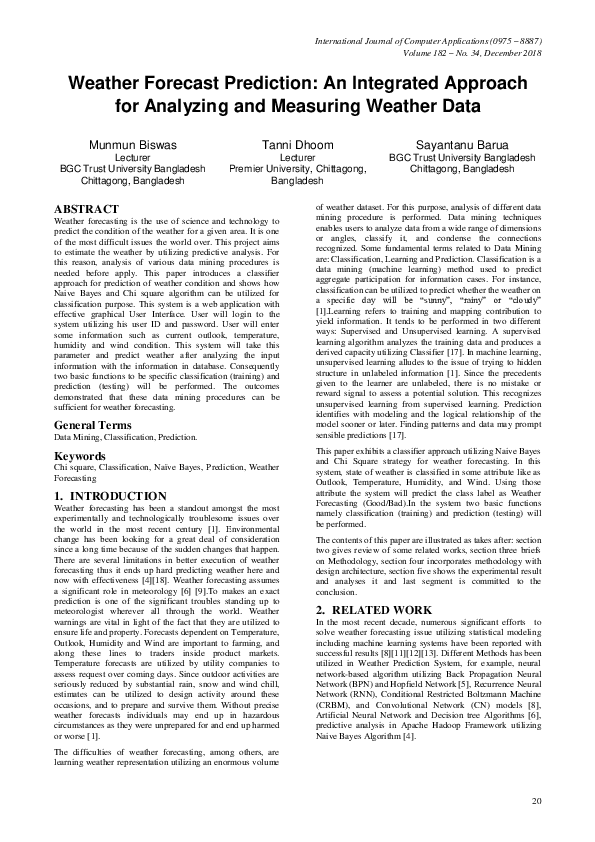 Pdf Weather Forecast Prediction