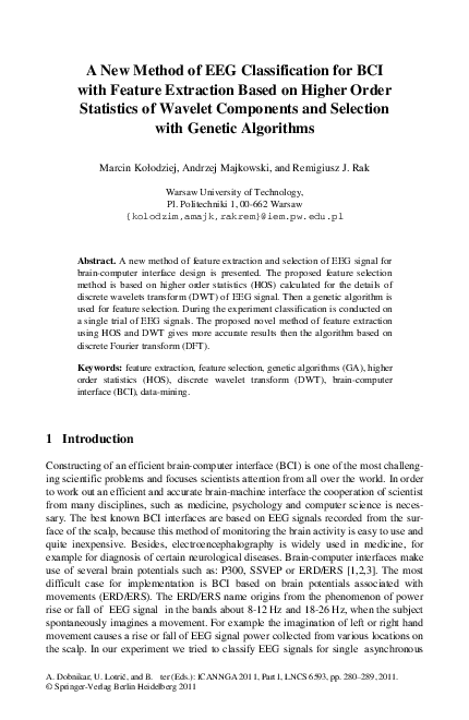 Pdf A New Method Of Eeg Classification For Bci With Feature Extraction Based On Higher Order