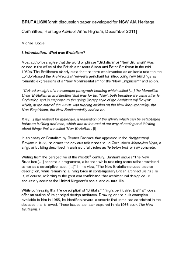 (PDF) Draft discussion paper on Brutalism, definitions and ...