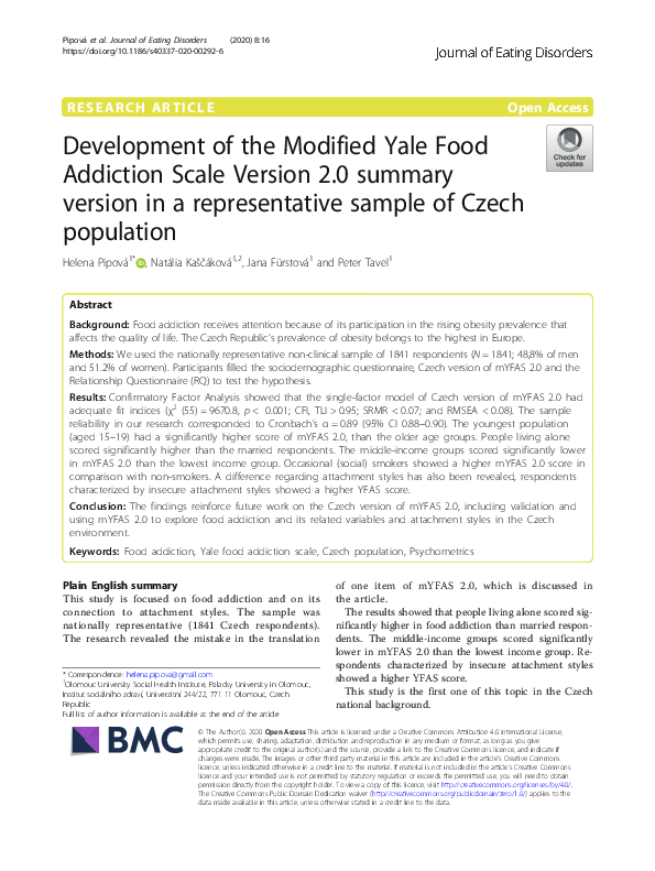 (PDF) Development of the Modified Yale Food Addiction Scale Version 2.0 ...