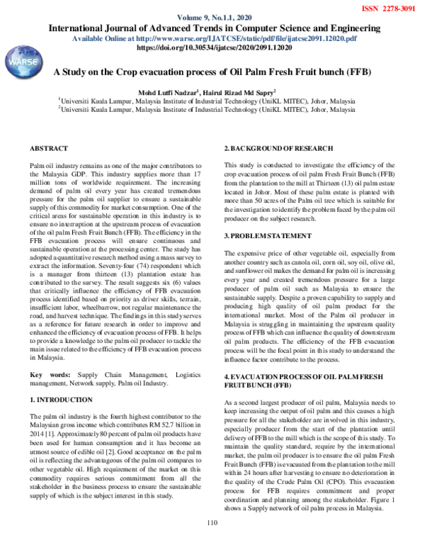 (PDF) A Study on the Crop evacuation process of Oil Palm Fresh Fruit ...
