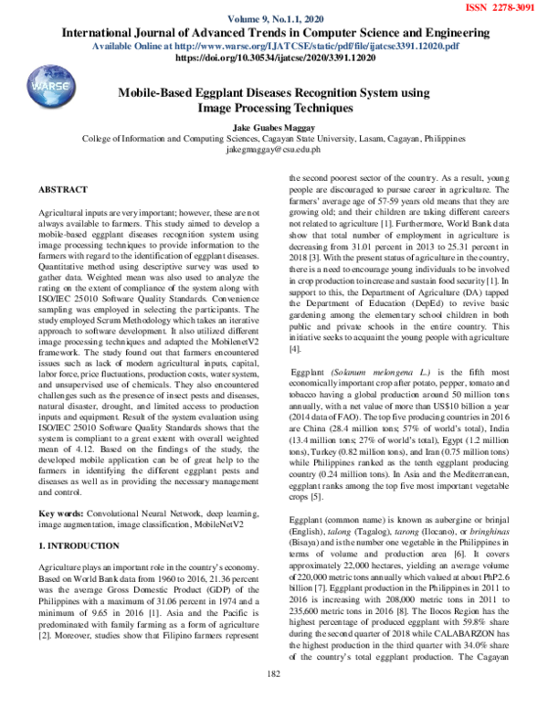 (PDF) Mobile-Based Eggplant Diseases Recognition System using Image ...