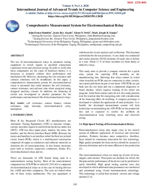 (PDF) Comprehensive Measurement System for Electromechanical Relay