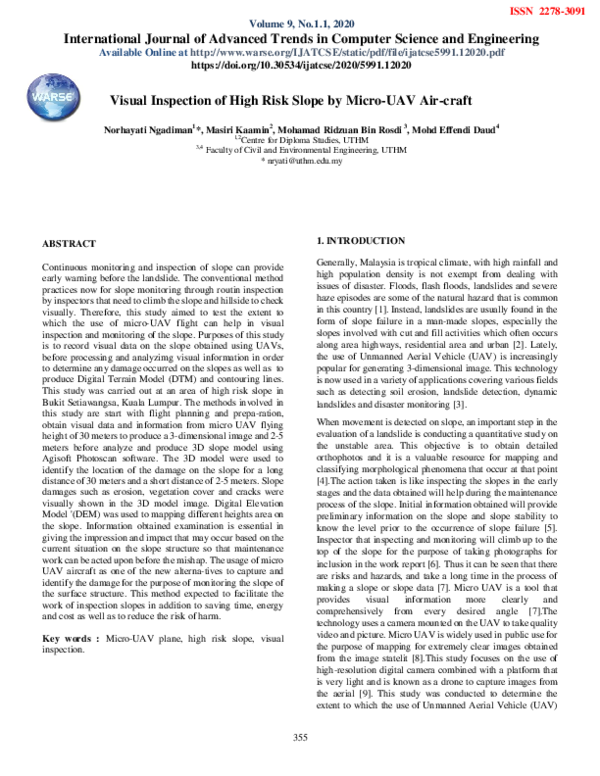 (PDF) Visual Inspection of High Risk Slope by Micro-UAV Air-craft
