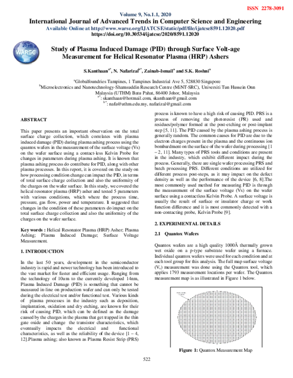 (PDF) Study of Plasma Induced Damage (PID) through Surface Volt-age ...