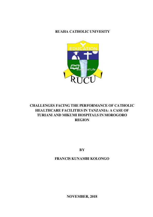 (PDF) RUAHA CATHOLIC UNIVESITY CHALLENGES FACING THE PERFORMANCE OF ...