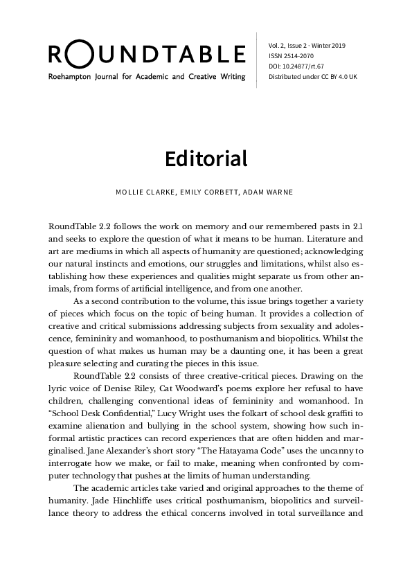 (PDF) RoundTable Issue 2 (Vols 1&2) Editorial