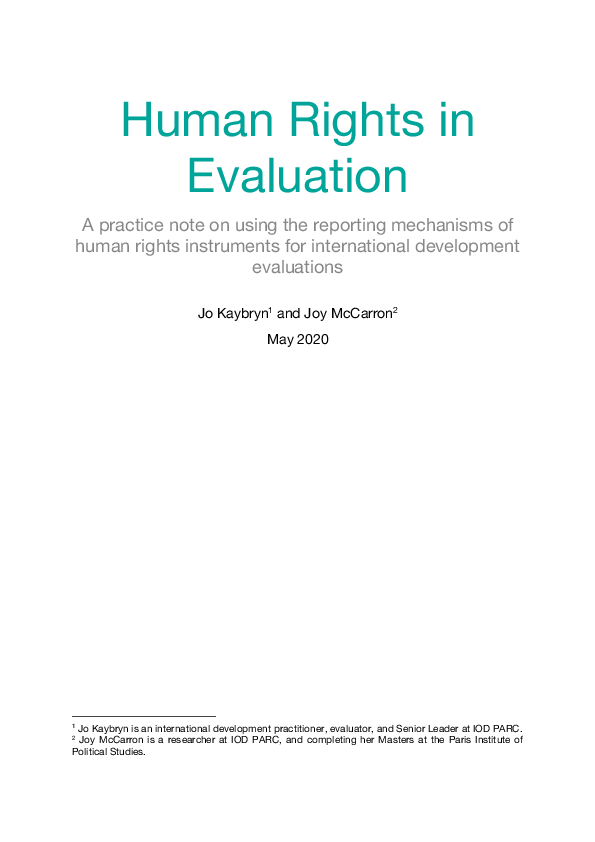 (PDF) Human Rights in Evaluation A practice note on using the reporting ...