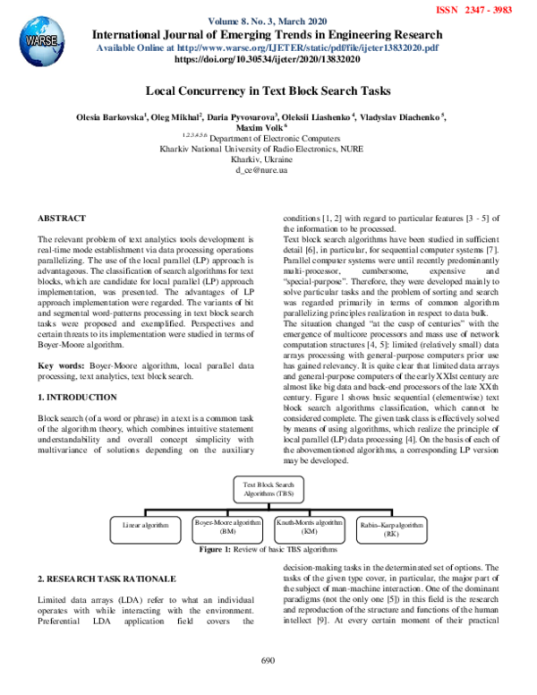 Local Concurrency in Text Block Search Tasks