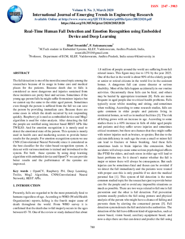 Pdf Real Time Human Fall Detection And Emotion Recognition Using Embedded Device And Deep Learning