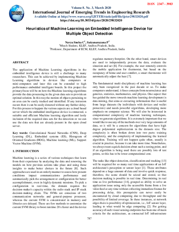 (PDF) Heuristics of Machine Learning on Embedded Intelligence Device ...