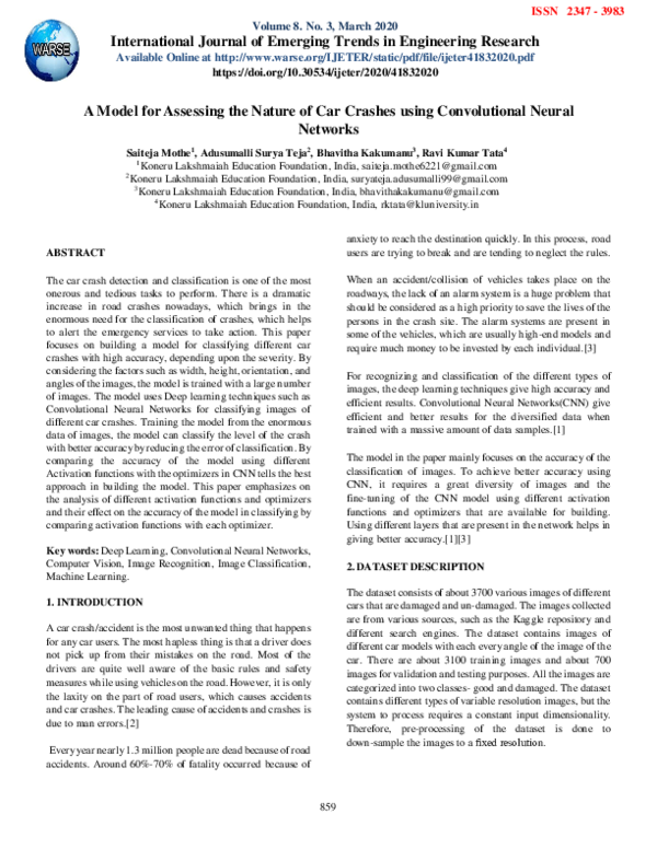 (PDF) A Model for Assessing the Nature of Car Crashes using ...