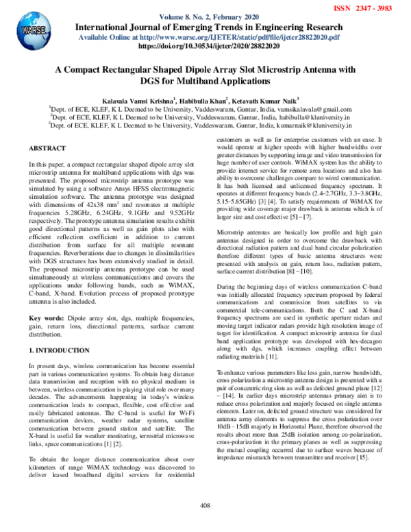 (PDF) Compact Rectangular Shaped Dipole Array Slot Microstrip Antenna with DGS for Multiband ...