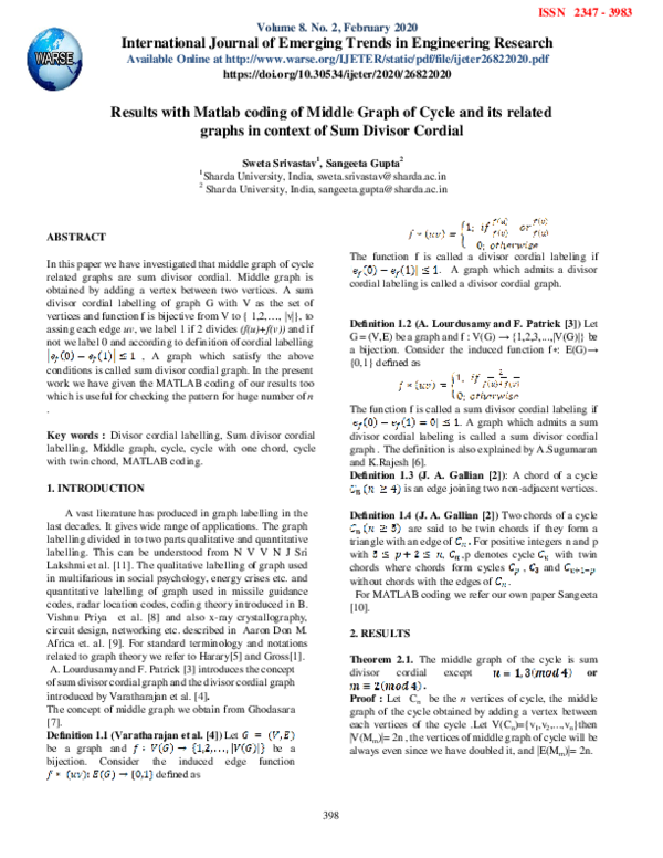 Pdf Results With Matlab Coding Of Middle Graph Of Cycle And Its