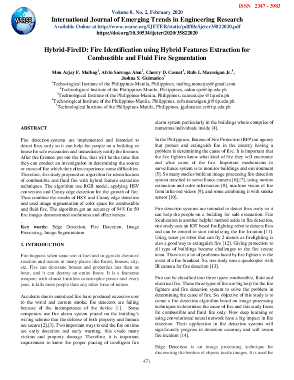 (PDF) Hybrid-FireID: Fire Identification using Hybrid Features ...