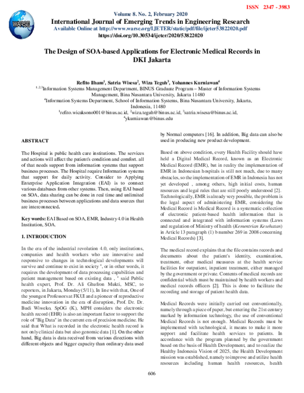 (PDF) The Design of SOA-based Applications for Electronic Medical ...