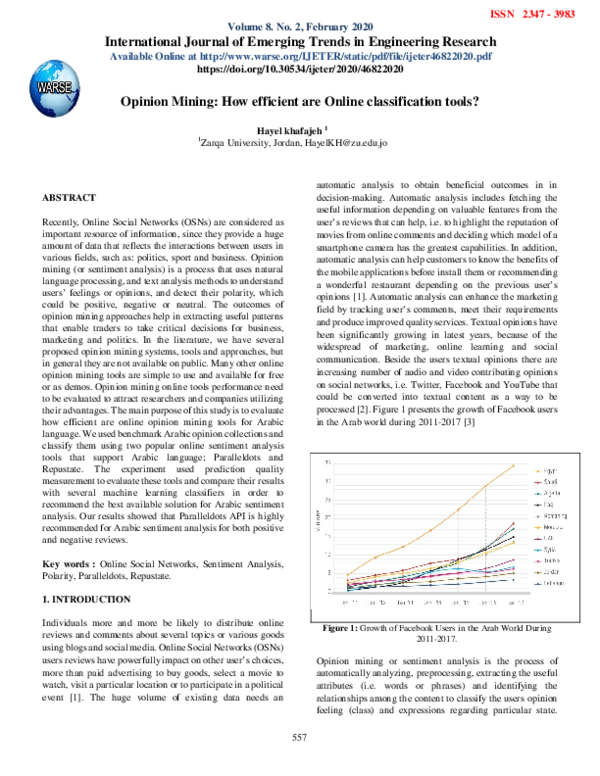 Pdf Opinion Mining How Efficient Are Online Classification Tools