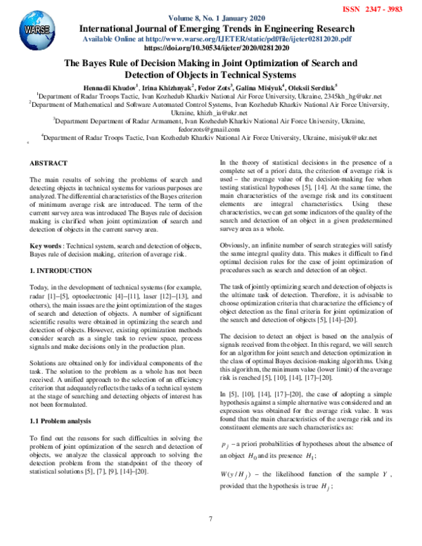 Pdf The Bayes Rule Of Decision Making In Joint Optimization Of Search