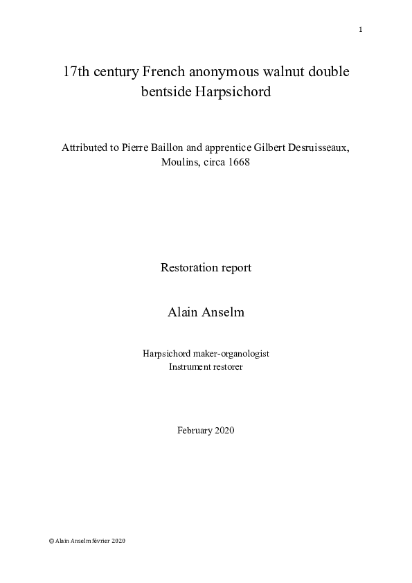 (PDF) 17th French anonymous harpsichord. Restoration report ...
