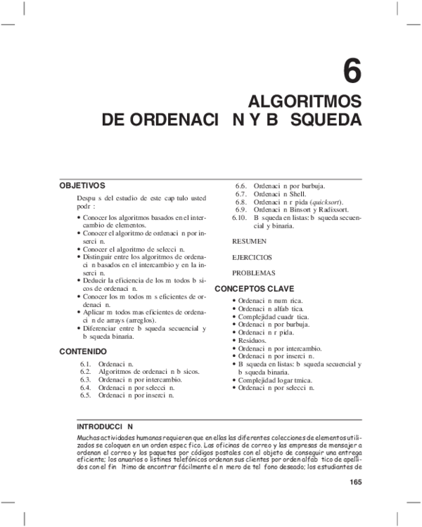 (PDF) 6 ALGORITMOS DE ORDENACIÓN Y BÚSQUEDA OBJETIVOS