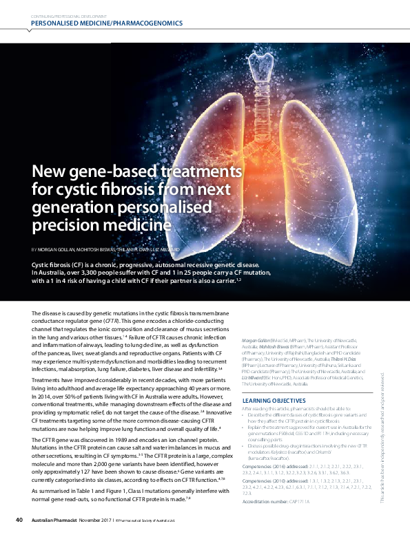 (PDF) New gene-based treatments for cystic fibrosis from next ...