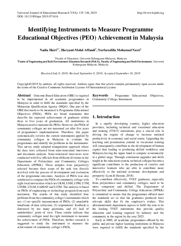 (PDF) Identifying Instruments to Measure Programme Educational ...