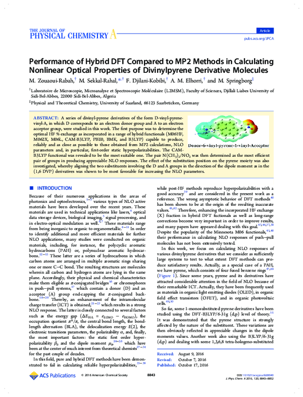 (PDF) Performance of Hybrid DFT Compared to MP2 Methods in Calculating Nonlinear Optical ...