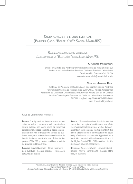 (PDF) Culpa Consciente e dolo eventual (parecer Caso "Boate Kiss ...