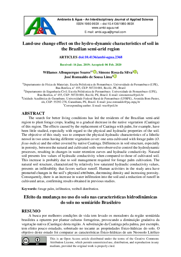 (PDF) Land-use change effect on the hydro-dynamic characteristics of ...