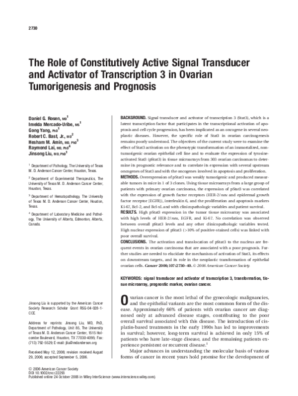 (PDF) The role of constitutively active signal transducer and activator of transcription 3 in ...