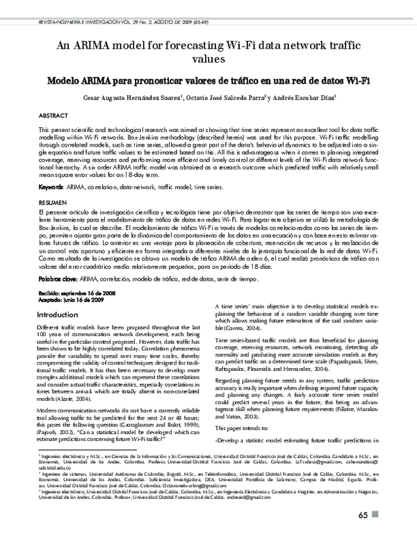 Pdf An Arima Model For Forecasting Wi Fi Data Network Traffic Values