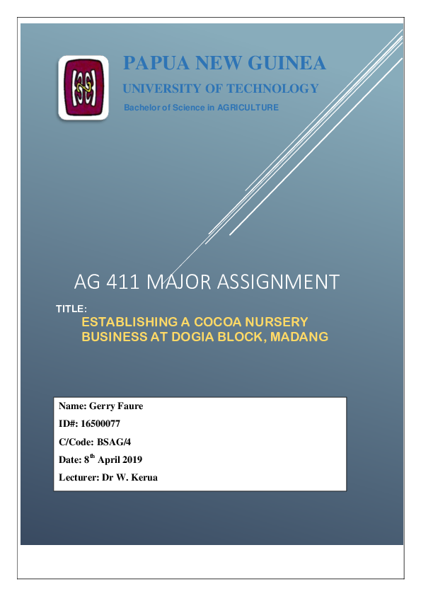 (PDF) Cocoa nursery business proposal