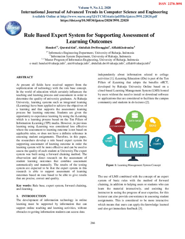(PDF) Rule based expert system for supporting assessment of learning ...