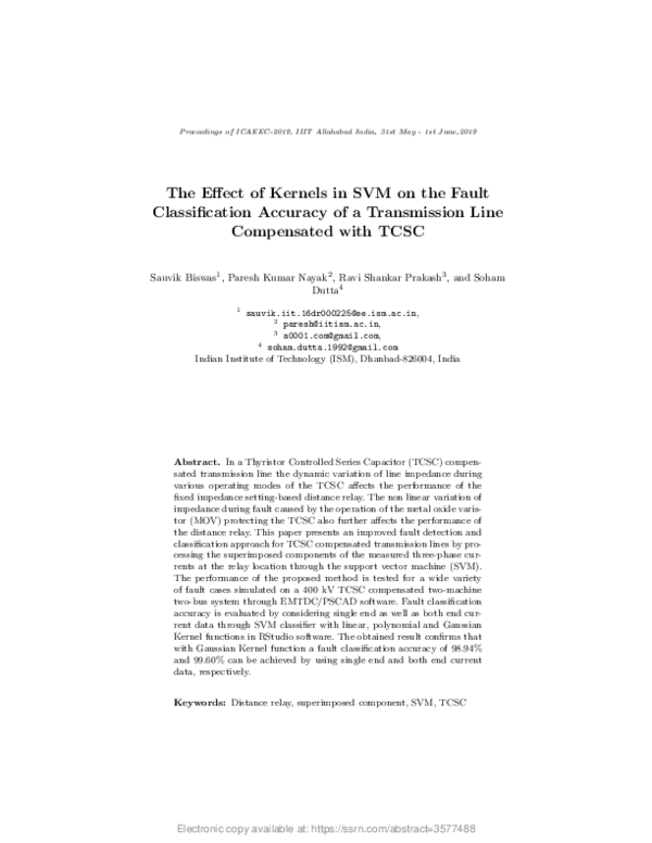 Pdf The Effect Of Kernels In Svm On The Fault Classification Accuracy