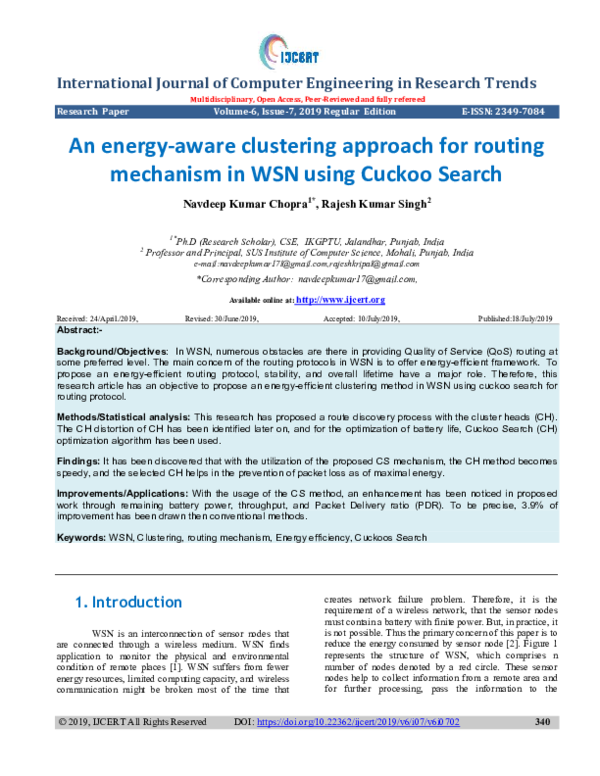 (PDF) An energy-aware clustering approach for routing mechanism in WSN ...