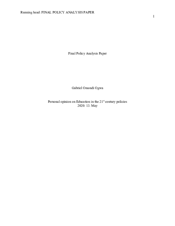 (DOC) Final Policy Analysis Paper