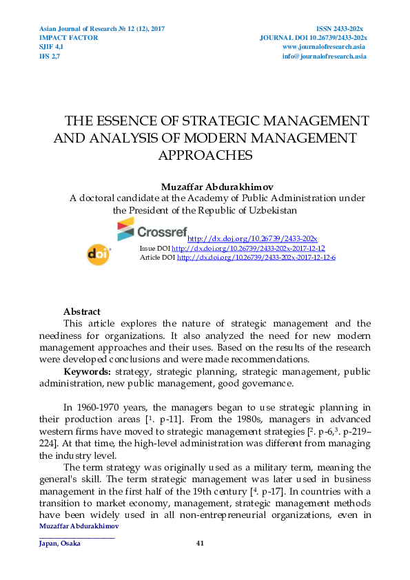 (PDF) THE ESSENCE OF STRATEGIC MANAGEMENT AND ANALYSIS OF MODERN ...