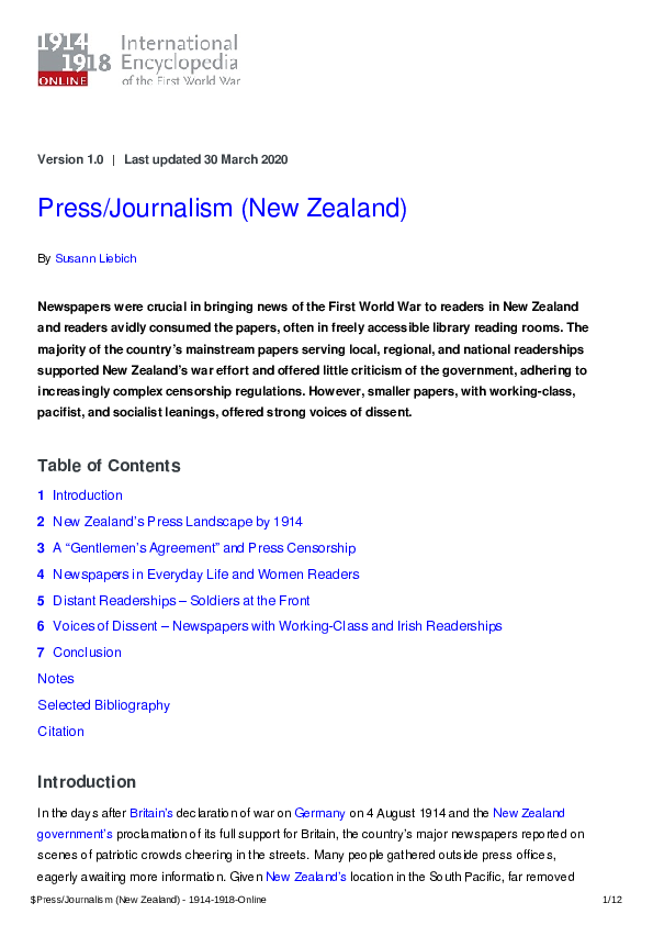 (PDF) Press/Journalism (New Zealand)