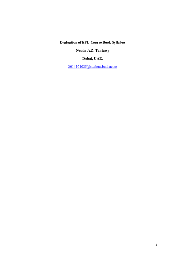 (DOC) Evaluation of EFL Course Book Syllabus