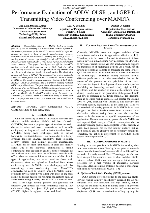 Pdf Performance Evaluation Of Aodv Olsr And Grp For Transmitting