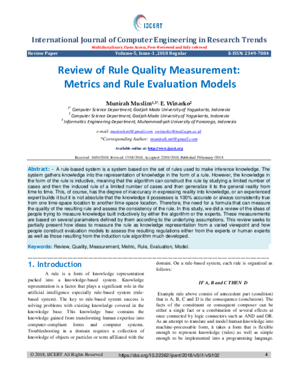 (PDF) Review of Rule Quality Measurement: Metrics and Rule Evaluation ...