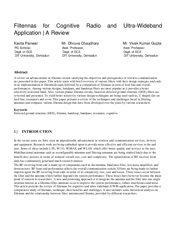 (PDF) Filtennas for Cognitive Radio and Ultra review-converted