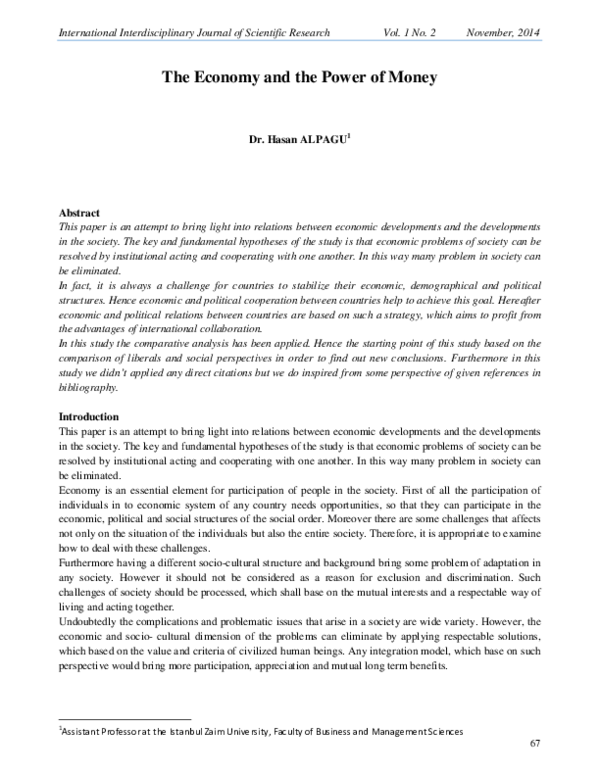 (PDF) The Economy and the Power of Money