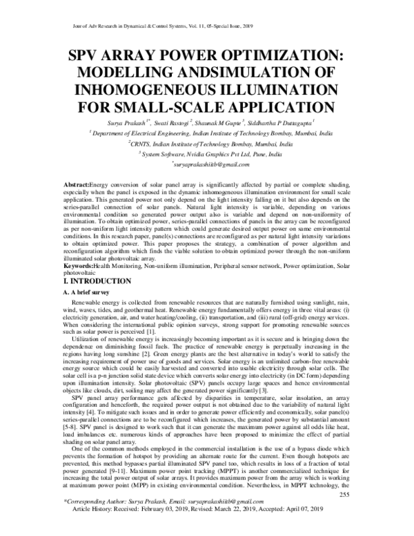(PDF) SPV ARRAY POWER OPTIMIZATION | Swati Rastogi - Academia.edu