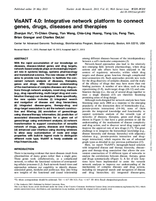 (PDF) VisANT 4.0: Integrative network platform to connect genes, drugs ...