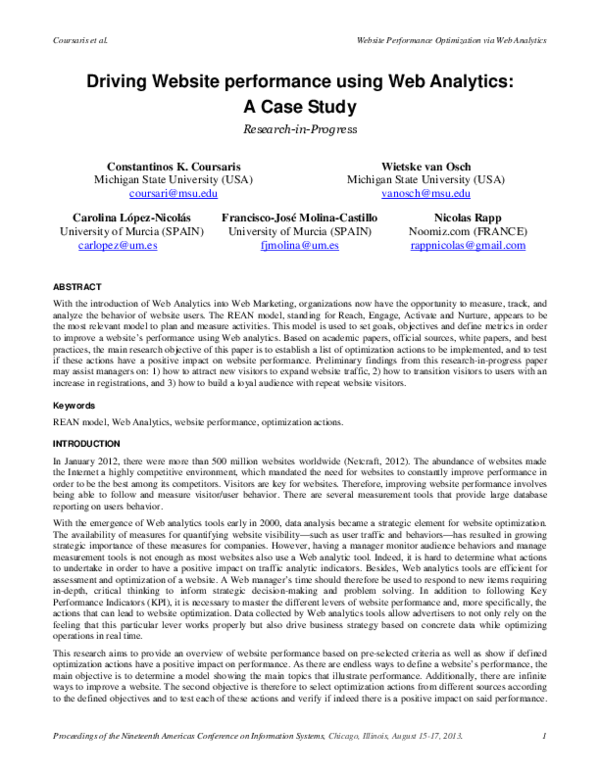 (PDF) Driving Website performance using Web Analytics: A Case Study